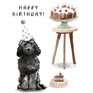 "Black Cockapoo with Cake Happy Birthday" Greeting Card for Sale by ...