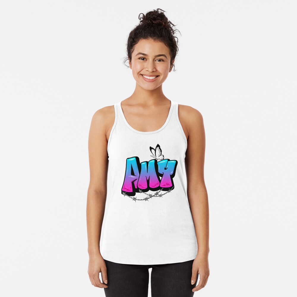 "AMY Name Butterfly Barb Wire Blue Pink Thick Fonts" Sticker for Sale ...