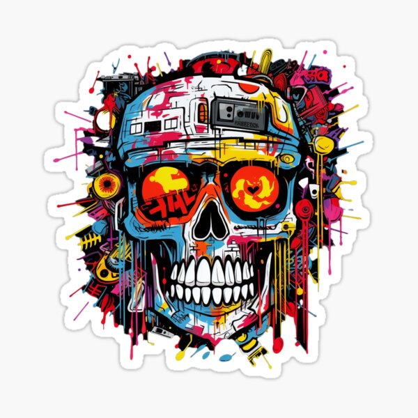 "Skull Riot" Sticker for Sale by MuseOfMilo | Redbubble