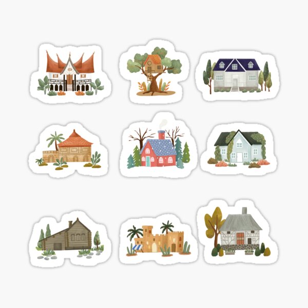 "building / house / home set 6/10" Sticker for Sale by KimmmiK | Redbubble