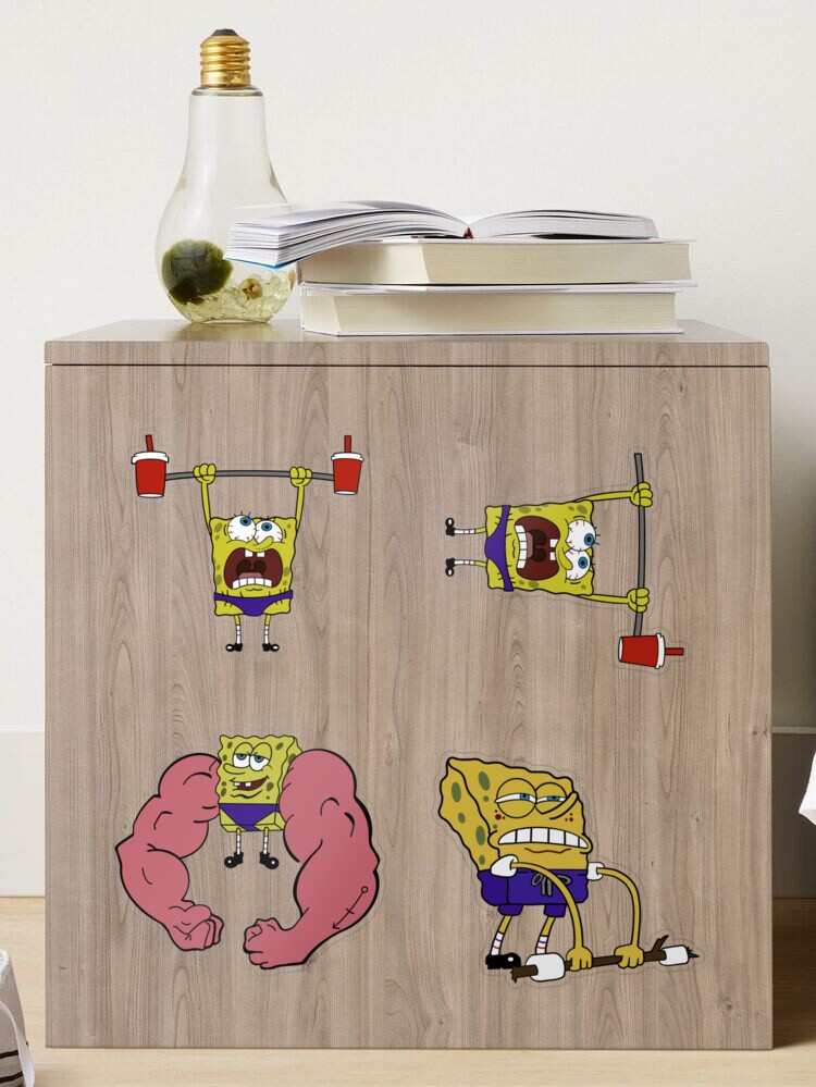 Spongebob Lifting Weights Sticker
