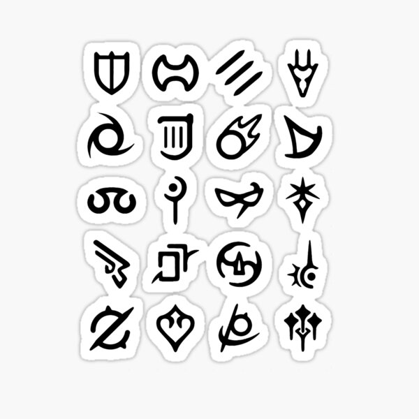 "FFXIV Job Icons [clean black pattern set]" Sticker for Sale by goddar ...