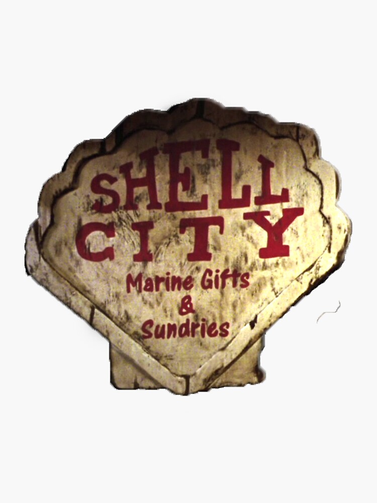 "Shell City Sign" Sticker by NostalgicNerd97 | Redbubble