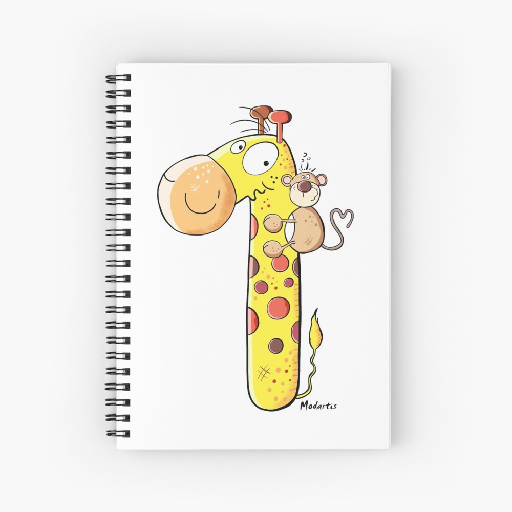 "Number One Giraffe And Monkey - Birthday" Spiral Notebook for Sale by ...