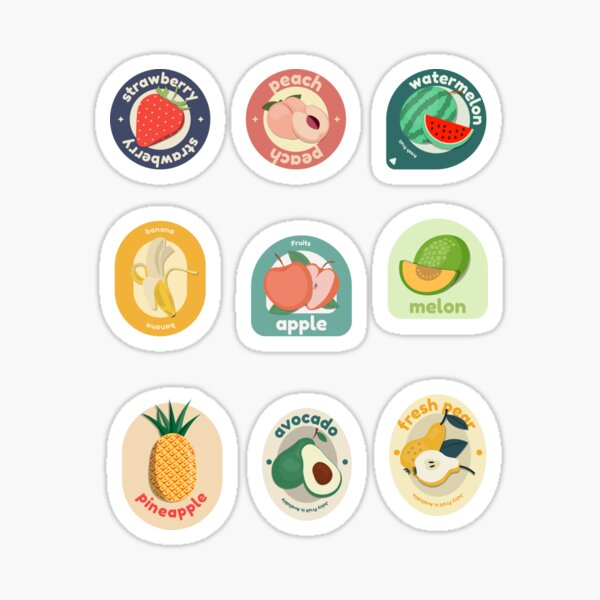 "Fruit Label Sticker Pack" Sticker for Sale by FunkyPixelJam | Redbubble