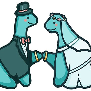 "Cute dinosaur wedding, love, married dino" Sticker for Sale by ...