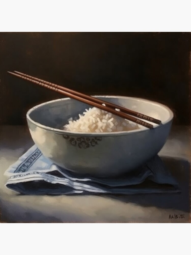 "Beautiful Oil painting of a bowl of white rice" Art Board Print for ...