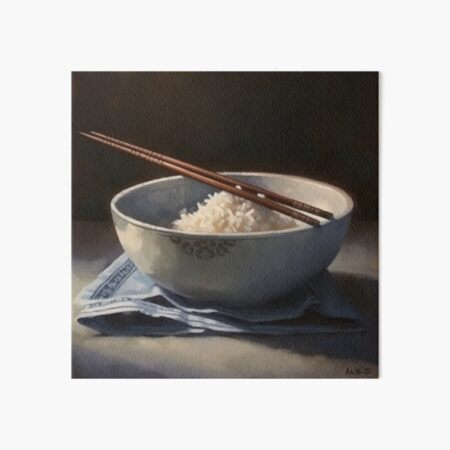 "Beautiful Oil painting of a bowl of white rice" Art Board Print for ...