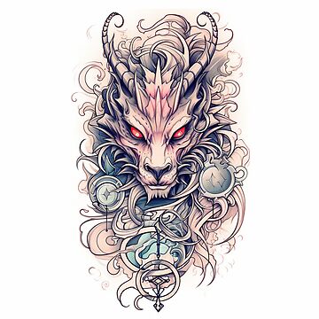 "Dragon face tattoo art " Sticker for Sale by royalfishgames | Redbubble