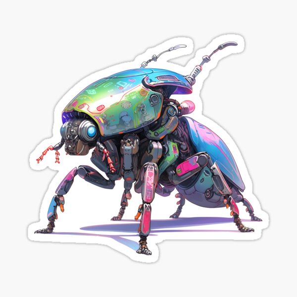 "Anime Robot Beetle Illustration | Retro Sci-Fi Art" Sticker for Sale ...