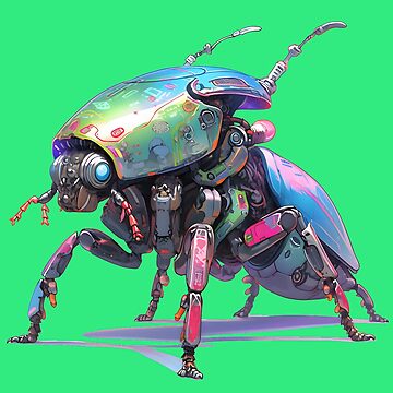 "Anime Robot Beetle Illustration | Retro Sci-Fi Art" Sticker for Sale ...