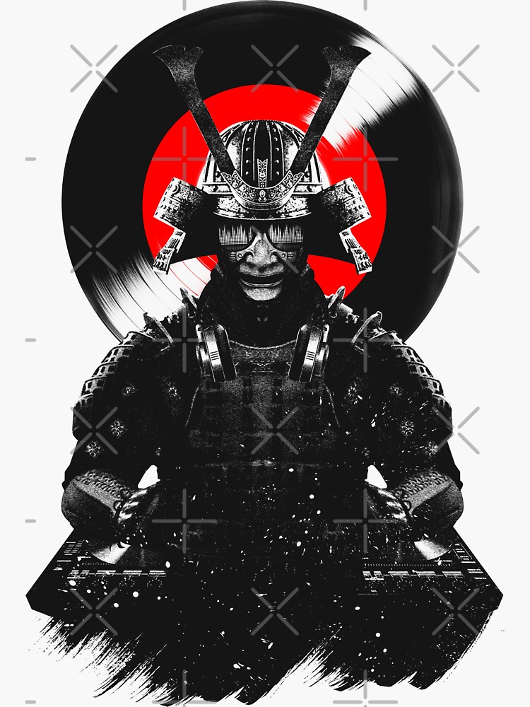 "Samurai Dj Warrior" Sticker by clingcling | Redbubble