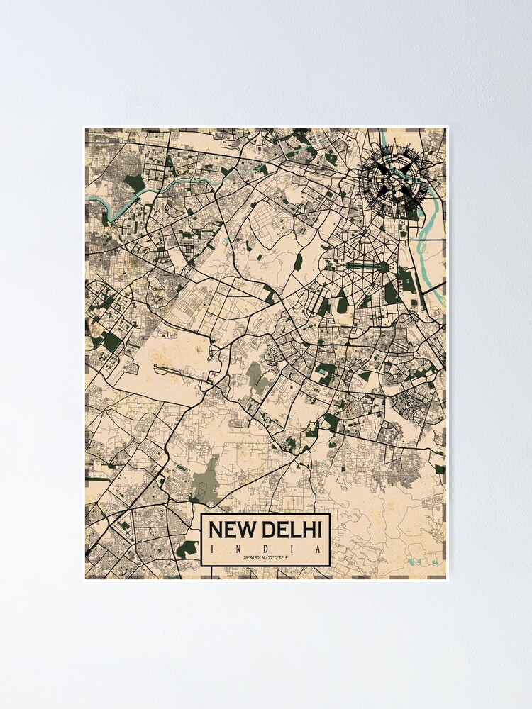 "New Delhi City Map of India - Vintage" Poster for Sale by deMAP ...
