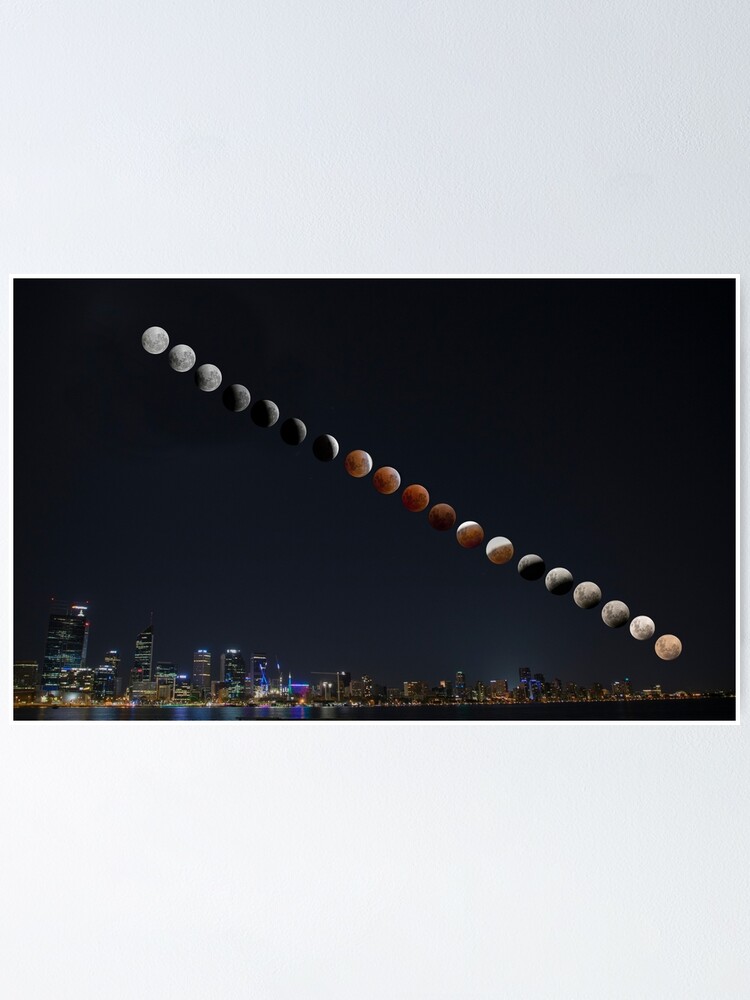"Super Blue Blood Moon progression over Perth. " Poster by Sandra ...