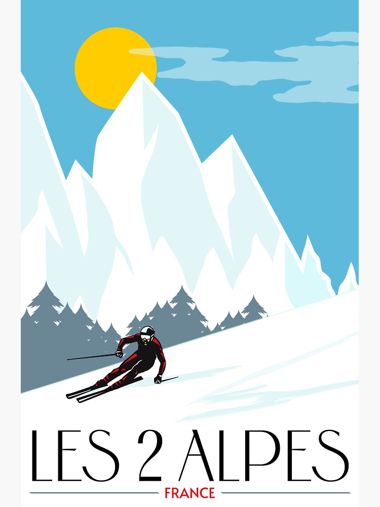 "Travel - Les 2 Alpes Ski Resort - France" Sticker for Sale by UADF ...
