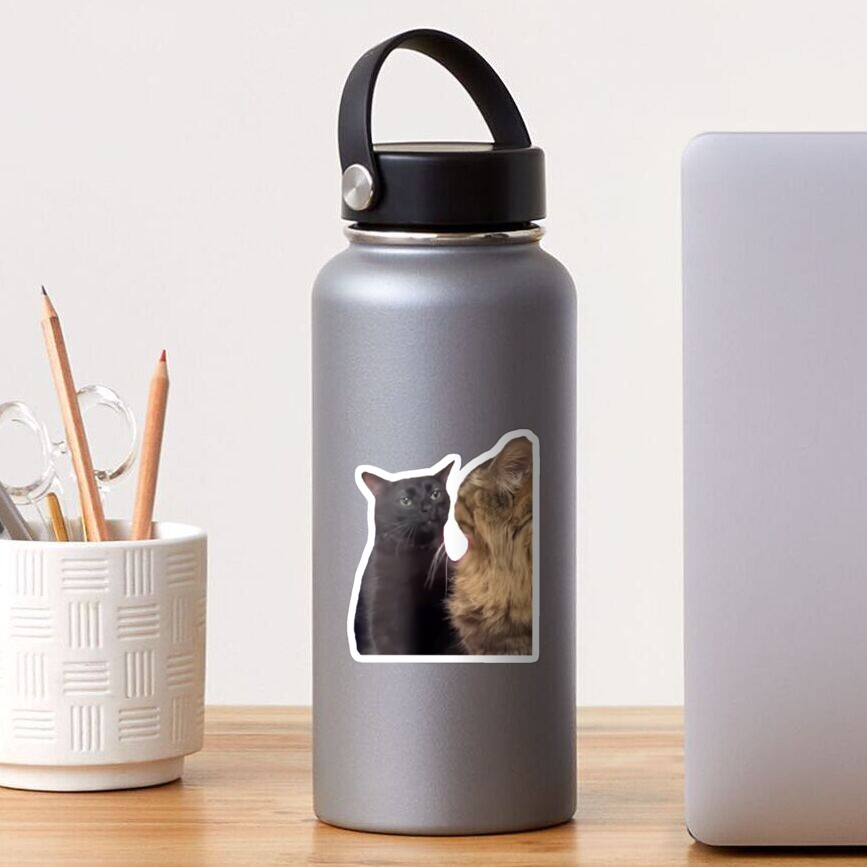 black-cat-zoning-out-meme-sticker-for-sale-by-artempa-redbubble