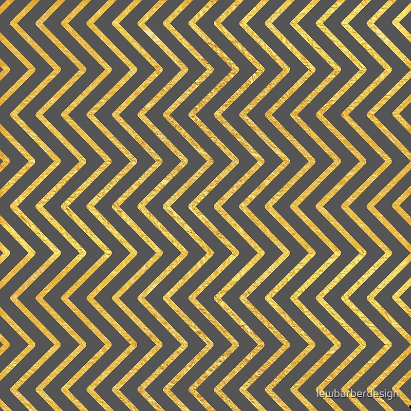 "Gold + Grey Zig-Zag Pattern (2)" by lewbarberdesign | Redbubble