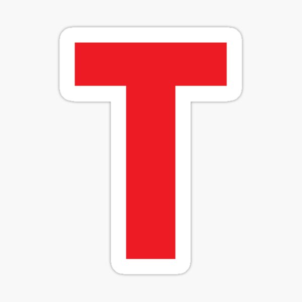 "T — Initial — The Letter T — Red and White" Sticker for Sale by ...