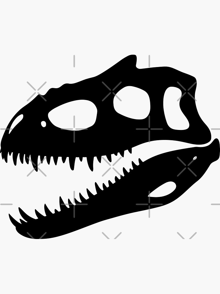 "Indominus rex skull - black" Sticker for Sale by SkeleCrewPaleo ...