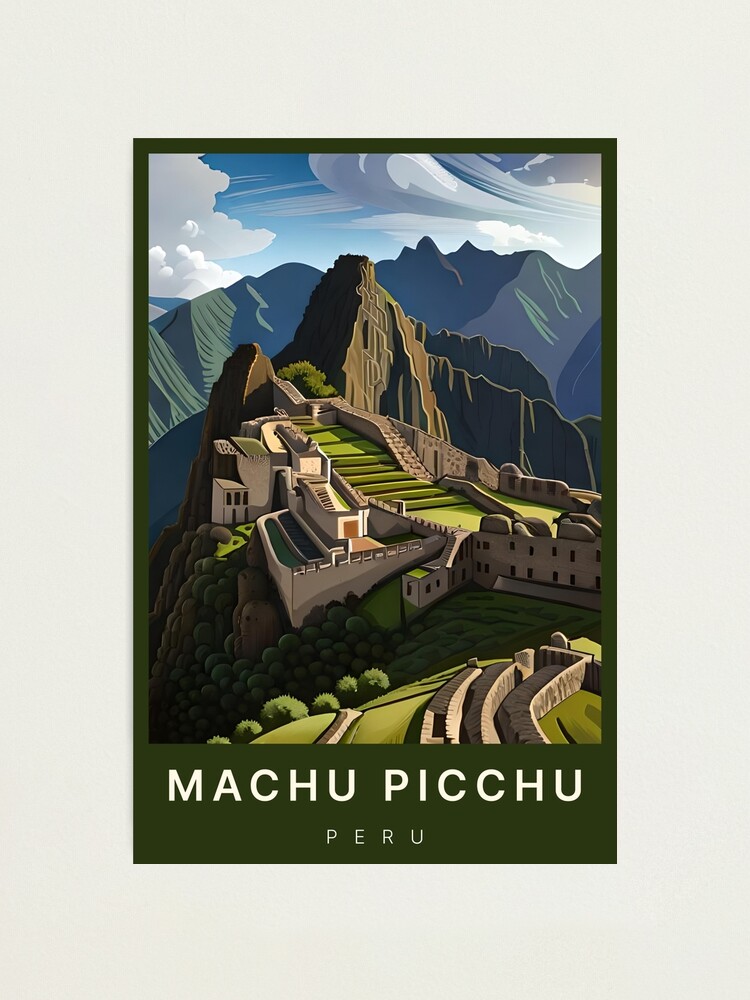"Machu Picchu Peru Digital Art Illustration Travel Poster" Photographic ...