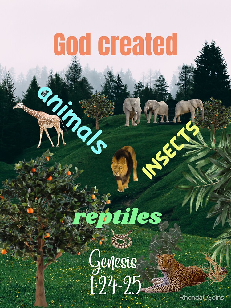 "Sixth Day of Creation ~ Part 1 animals reptiles insects" Sticker for ...