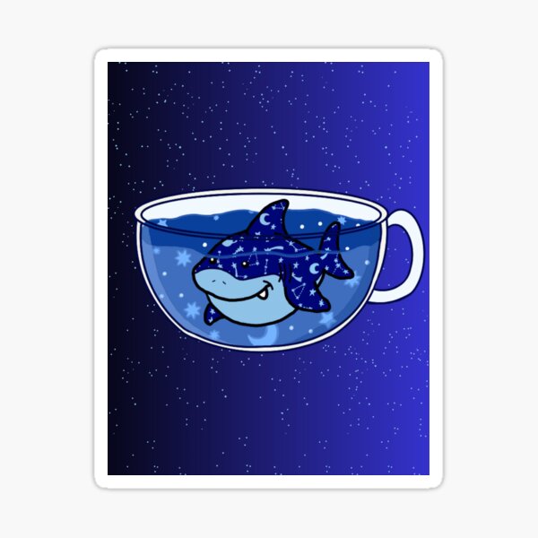 "Sleepy Shark Tea (Starry Sky)" Sticker for Sale by octopuscafe | Redbubble