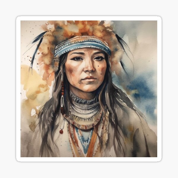 "Native American Woman" Sticker for Sale by Loot-Dragon | Redbubble
