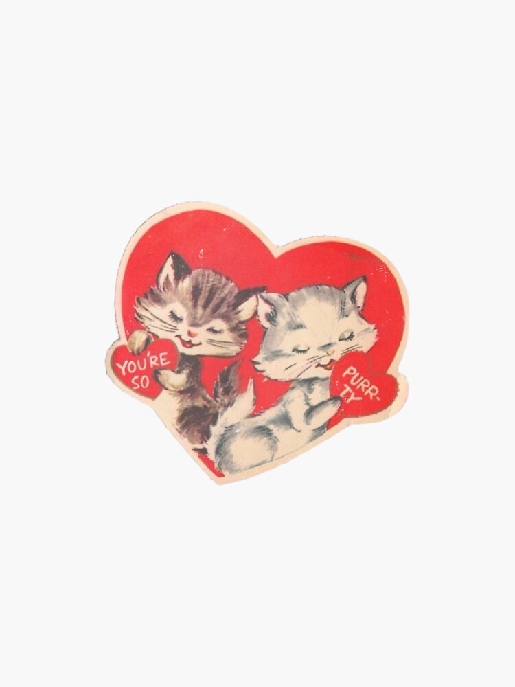 "Vintage Valentine Cat" Sticker for Sale by delilahmonroe | Redbubble