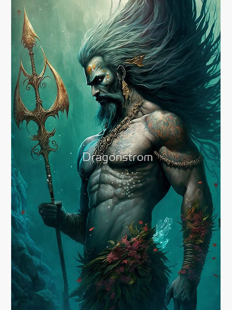 "Powerful Merman Wielding a Trident!" Art Board Print for Sale by ...