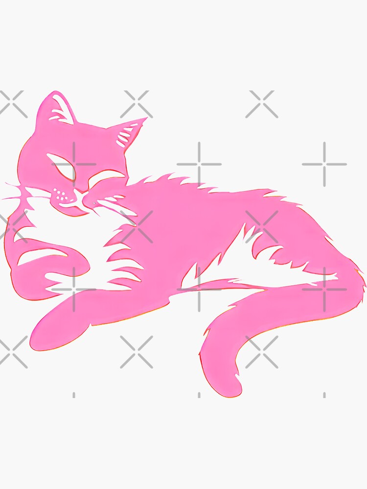 "Hot Pink Cat - Silhouette" Sticker for Sale by pocketart2023 | Redbubble