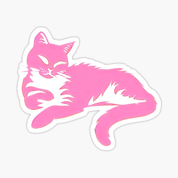 "Hot Pink Cat - Silhouette" Sticker for Sale by pocketart2023 | Redbubble