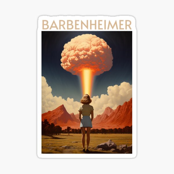 "Barbenheimer 2023 double feature Barbie x Oppenheimer" Sticker for ...