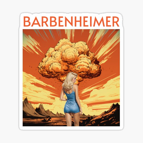 "Barbenheimer 2023 double feature Barbie x Oppenheimer" Sticker for ...