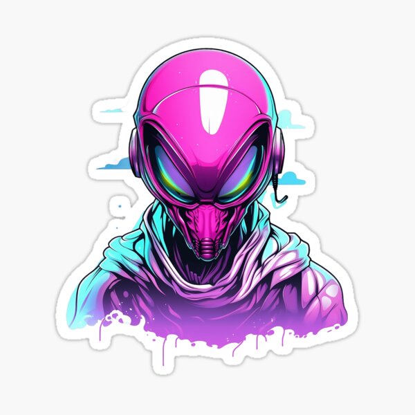"Synthwave Cyberpunk Alien" Sticker for Sale by ShepherdsPieMan | Redbubble