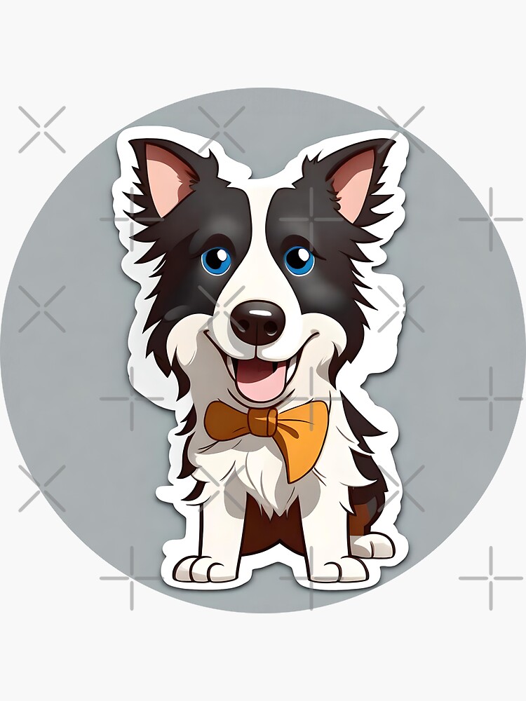 "Cute Border collie puppy style cartoon " Sticker for Sale by ...