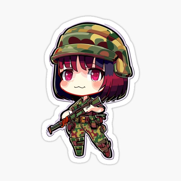 "A very warlike chibi anime soldier" Sticker by ChrisCas | Redbubble