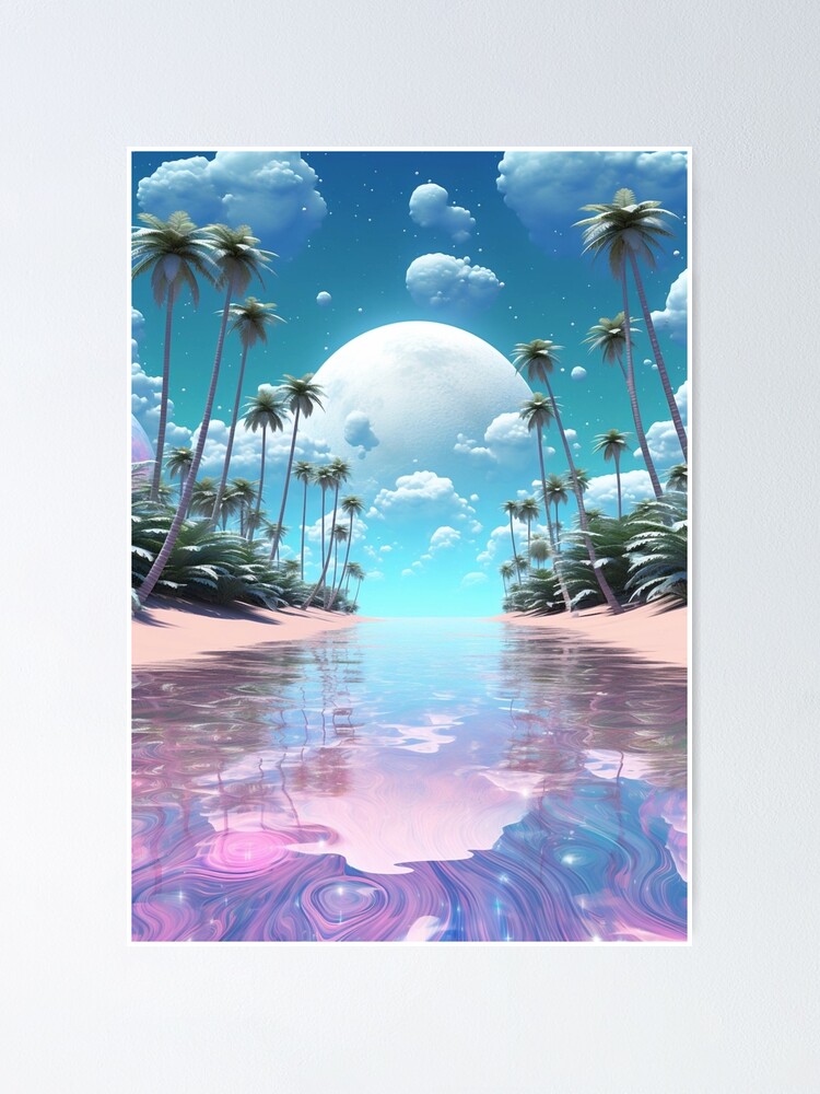 "Tranquil Paradise: Psychedelic Beach Art with Swirling Vortexes ...