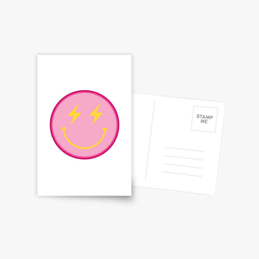 "Pink Preppy Lightning Bolt Smiley Face" Sticker for Sale by meganbeard ...