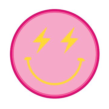 "Pink Preppy Lightning Bolt Smiley Face" Sticker for Sale by meganbeard ...