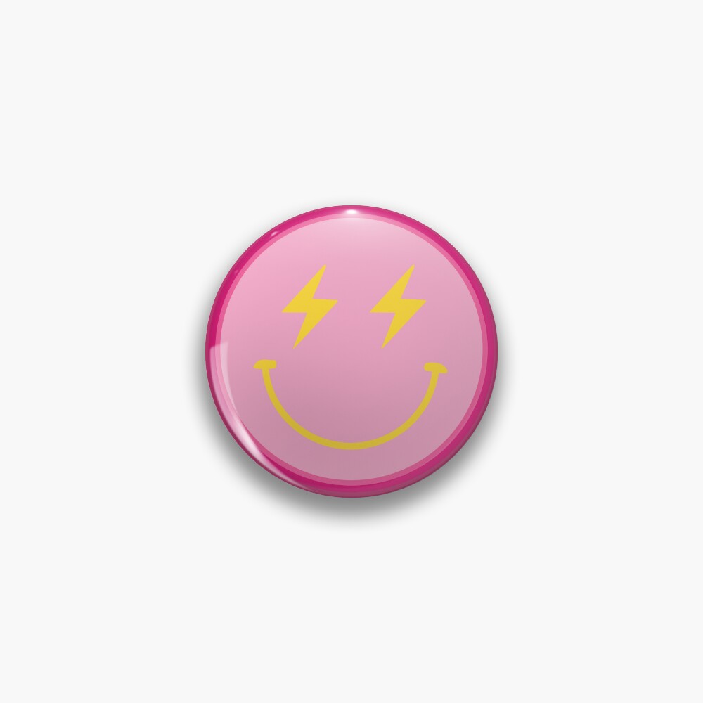 "Pink Preppy Lightning Bolt Smiley Face" Sticker for Sale by meganbeard ...
