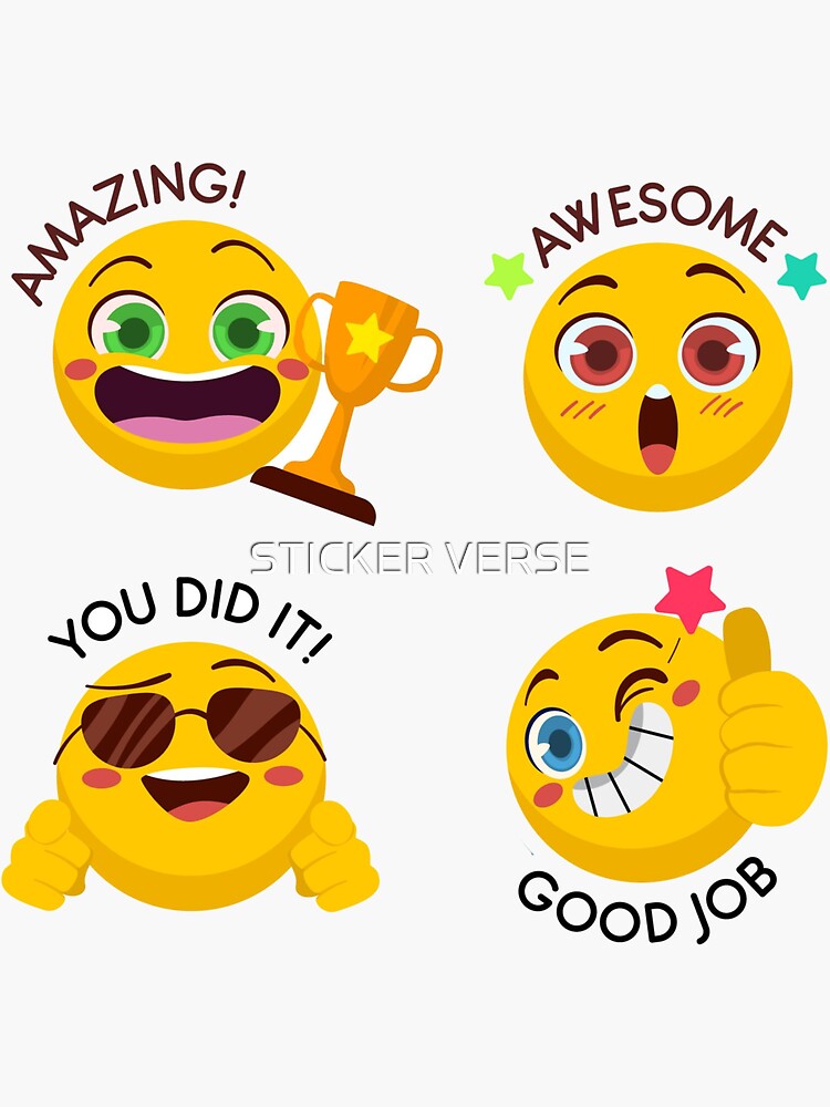 "happy emojis motivation word Funny happy Face" Sticker for Sale by ...