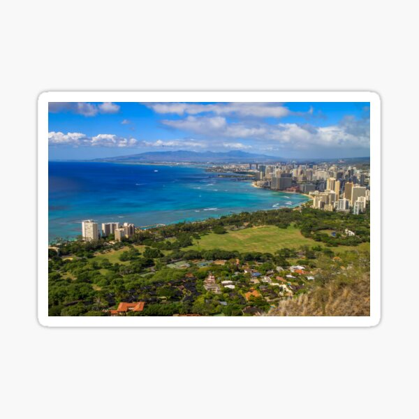 "Honolulu, Waikiki from Diamond Head Crater, Hawaii" Sticker for Sale ...