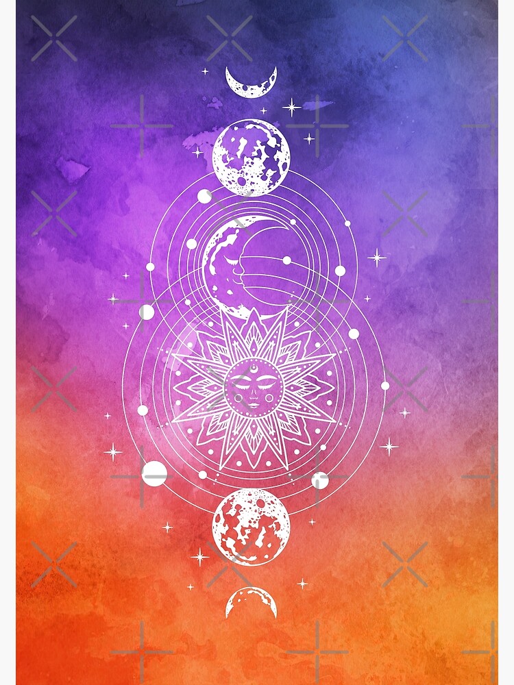 "Dorm Art - Cosmic Aesthetic Sun, Moon, and Planets in Watercolor ...
