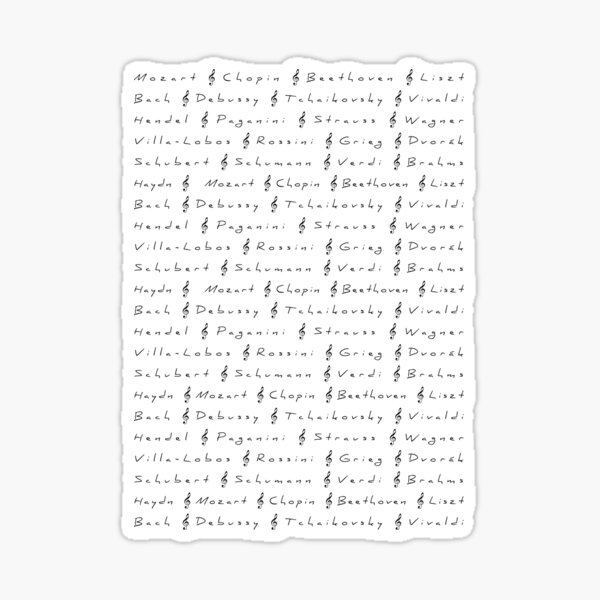 "Classical Music Composers, pattern" Sticker for Sale by Alma-Studio ...