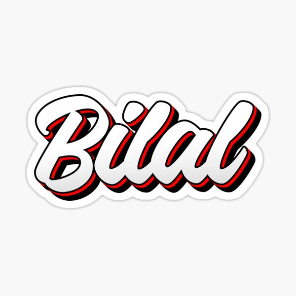"Retro Bilal Name Label (Black)" Sticker for Sale by NafilNafiz | Redbubble