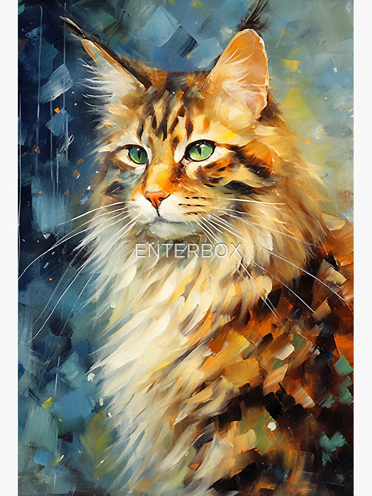 "Oil painting of a Maine Coon cat" Art Board Print for Sale by ENTERBOX | Redbubble