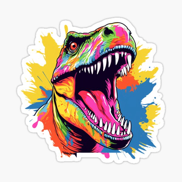 "Colorful Groovy T-Rex with Vibrant Background" Sticker for Sale by ...
