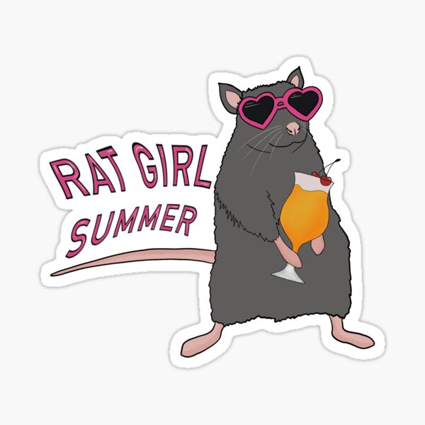 "Rat Girl Summer Cute Rat" Sticker for Sale by kattmc | Redbubble