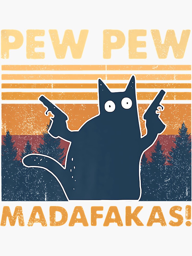 "Vintage Pewpewpew Mada-Fakas Crazy Pew Cat Premium " Sticker for Sale ...