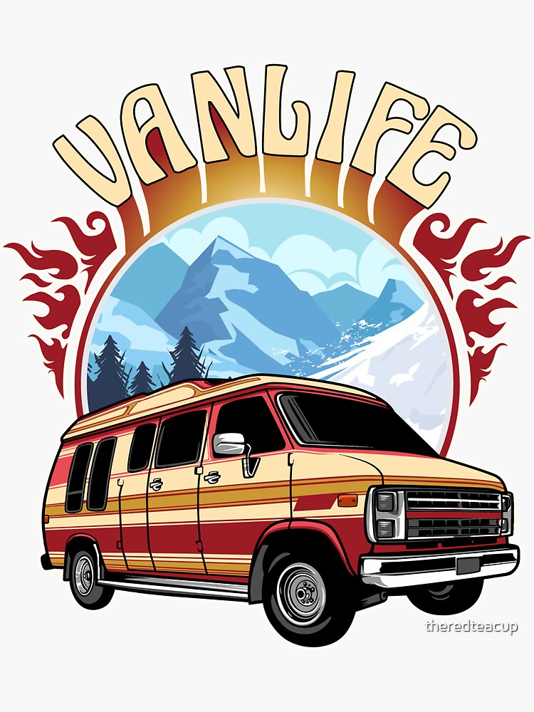 "Snowy Van Life" Sticker by theredteacup | Redbubble